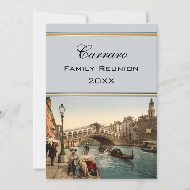 Rialto Bridge II, Venice, Italy Family Reunion Invitation | Zazzle