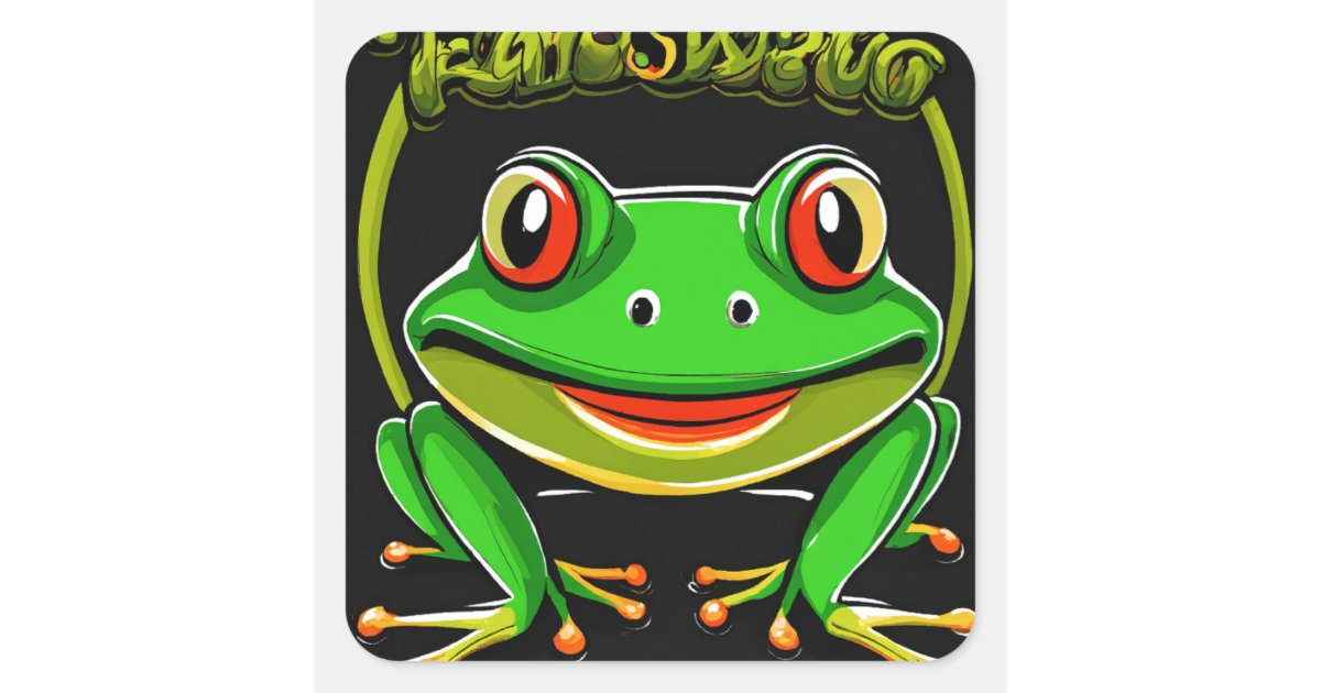 Ribbit and Roll: The Funky Frog Sticker"? Square Sticker | Zazzle