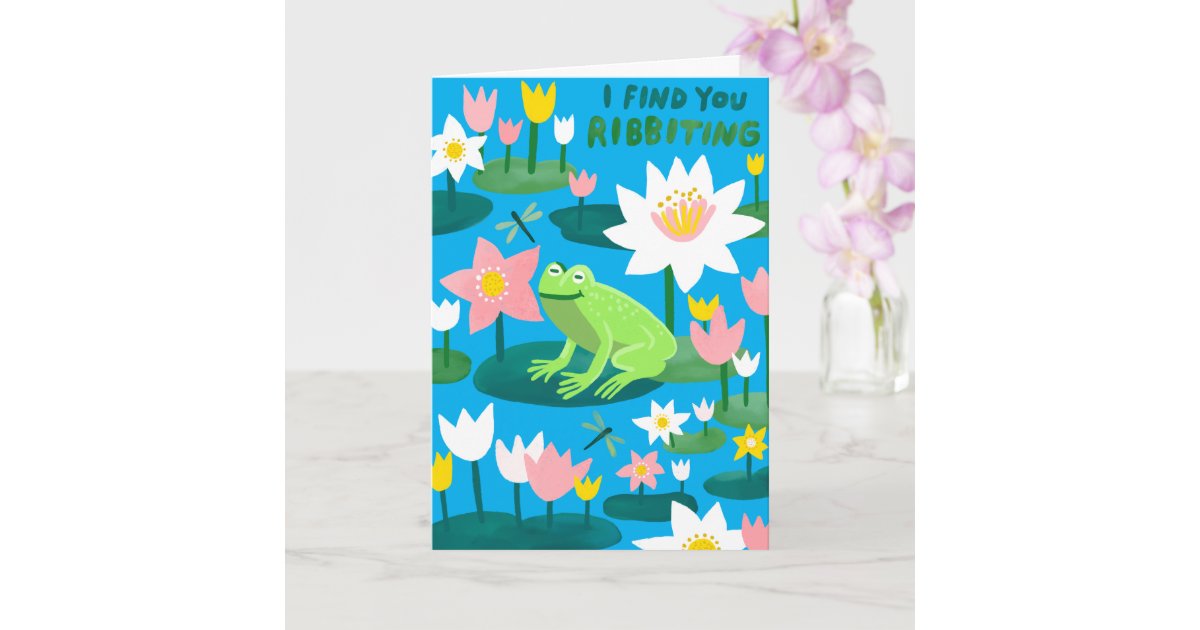RIBBITING Cute Frog Valentine Whimsical Funny Card | Zazzle