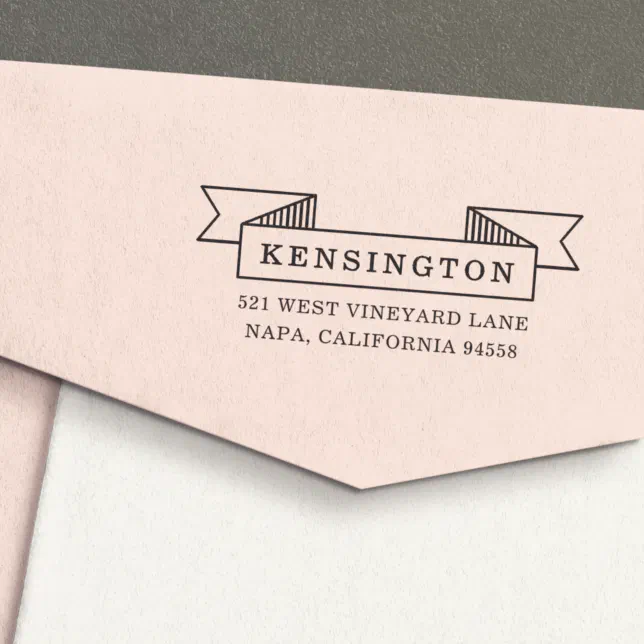 Ribbon Banner Return Address Self-inking Stamp | Zazzle