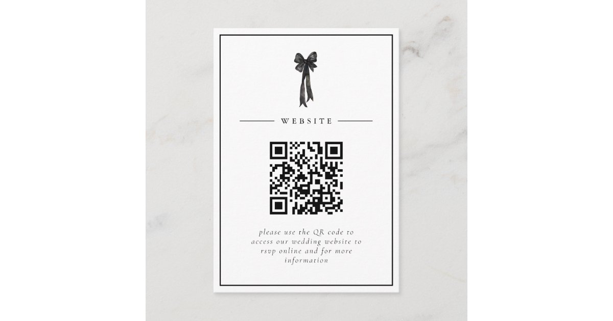 Ribbon Bow Elegance QR Code Wedding Enclosure Card | Zazzle