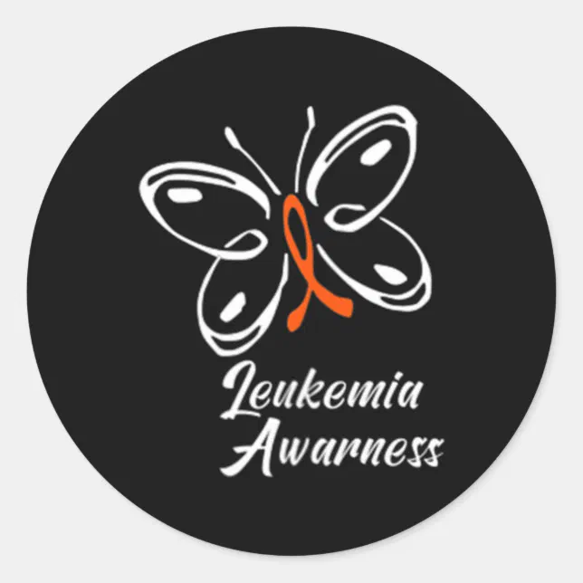 Ribbon Butterfly Aml Leukemia Awareness 88 Classic Round Sticker | Zazzle
