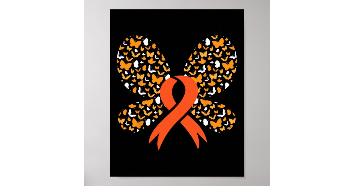 Ribbon Butterfly Leukemia Awareness Survivor Gift Poster | Zazzle