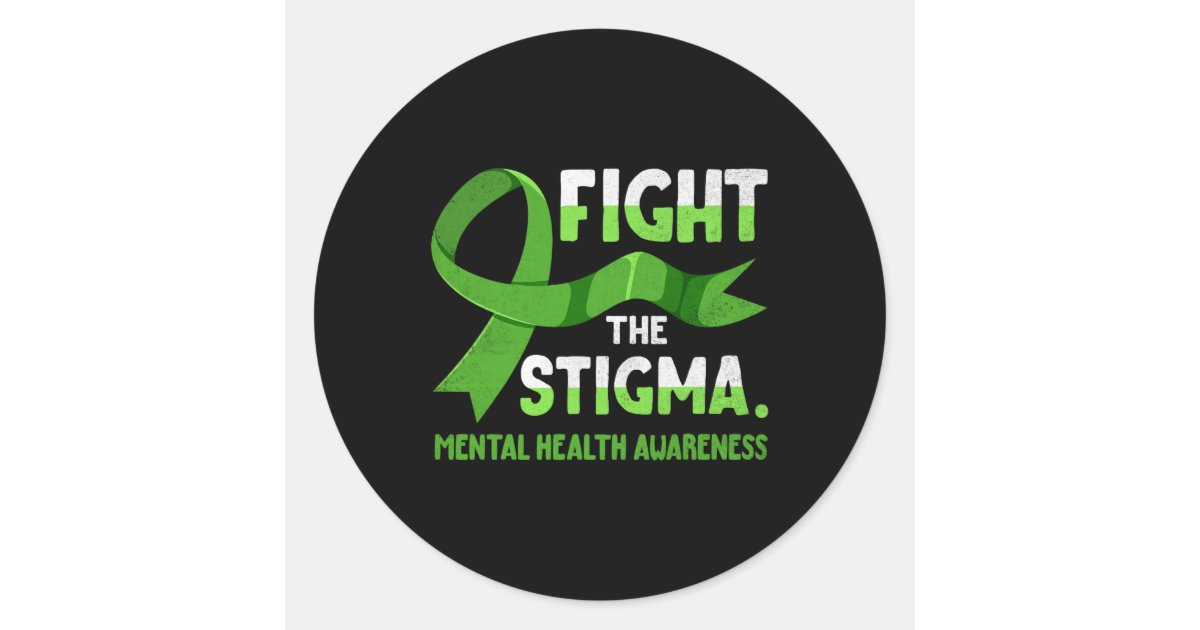 Ribbon Fight The Stigma Mental Health Mens Classic Round Sticker | Zazzle