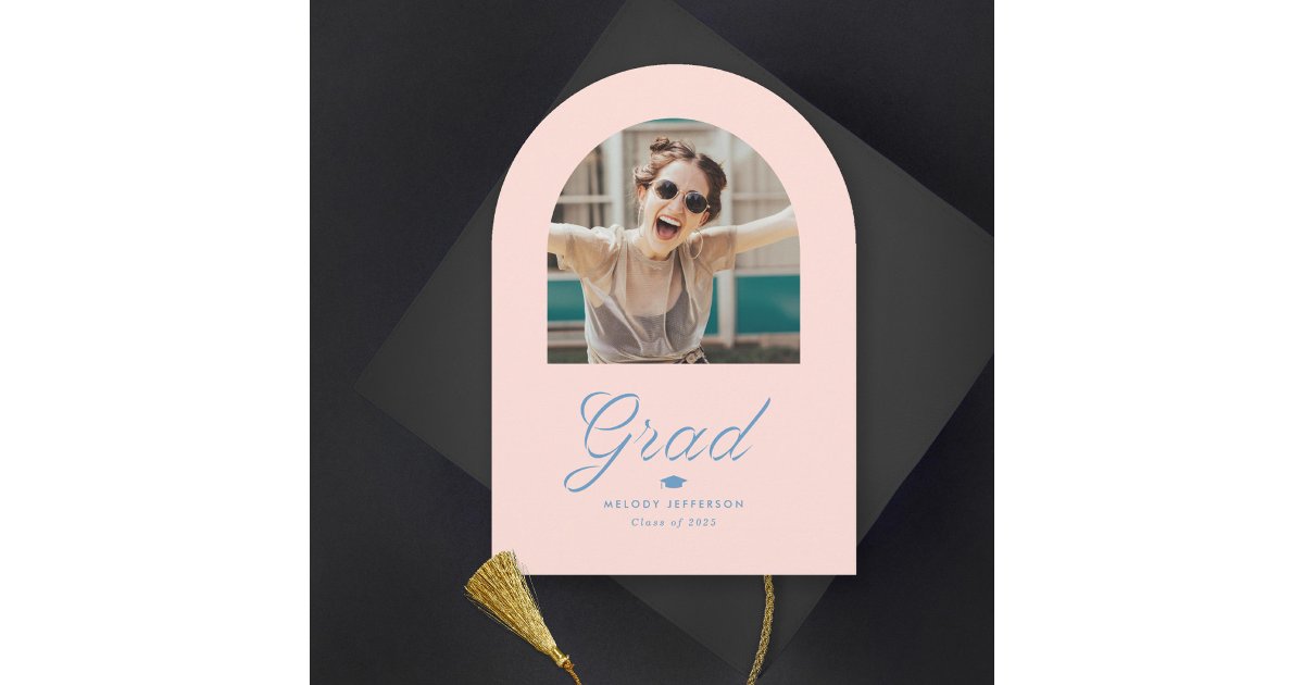 Ribbon Grad Arch Photo Graduation Invitation | Zazzle