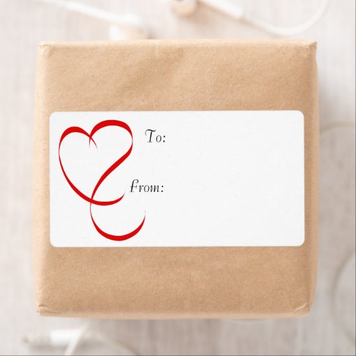 Ribbon Heart Gift Tag Labels | Zazzle