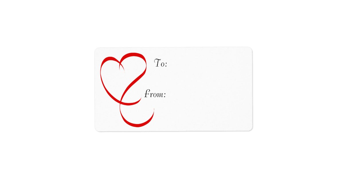 Ribbon Heart Gift Tag Labels | Zazzle
