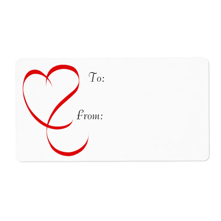 Ribbon Heart Gift Tag Labels | Zazzle