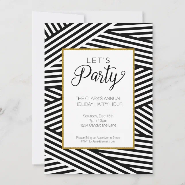 Ribbon Striped Party Invitation | Zazzle