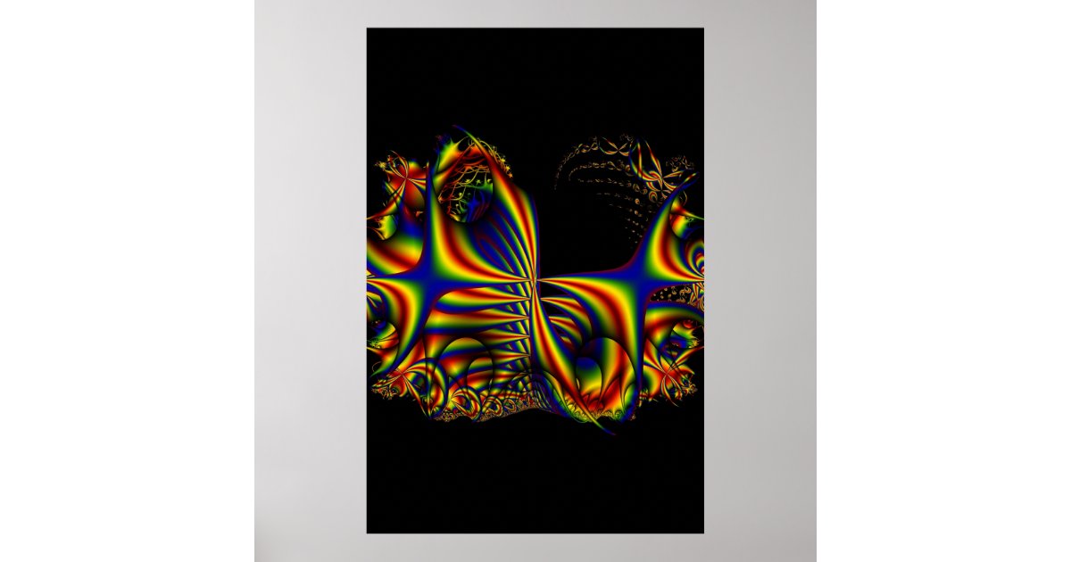 Ribbons | Rainbow Fractal Art Poster | Zazzle