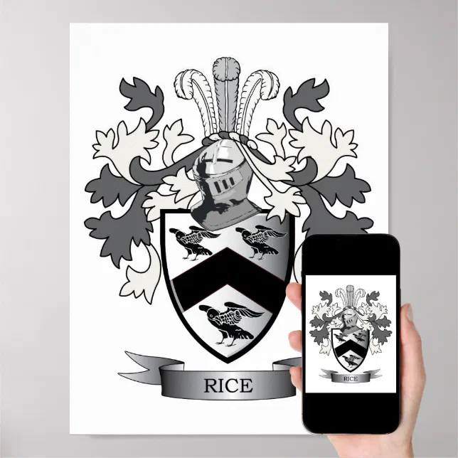 Rice Family Crest Coat of Arms Poster | Zazzle