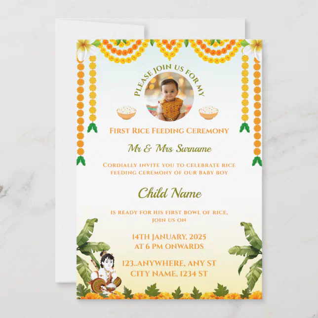 Rice Feeding Invitation, Annaprashan Card | Zazzle