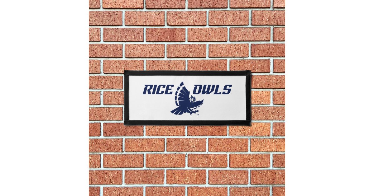 Rice Owls Logo with Flying Owl Pennant | Zazzle