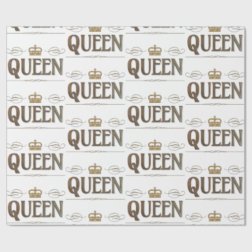 Rich Elegant QUEEN Royalty Lettering Crown Wrapping Paper | Zazzle