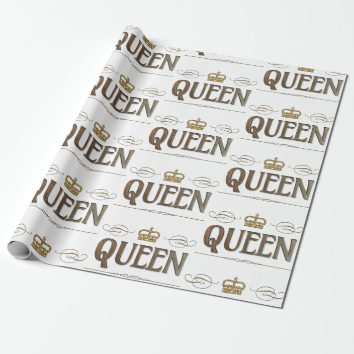 Rich Elegant QUEEN Royalty Lettering Crown Wrapping Paper | Zazzle.com