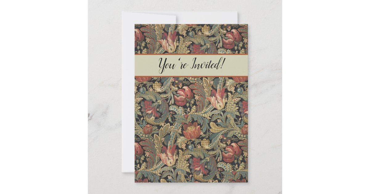Rich Floral Tapestry Brocade Antique Classic Invitation | Zazzle
