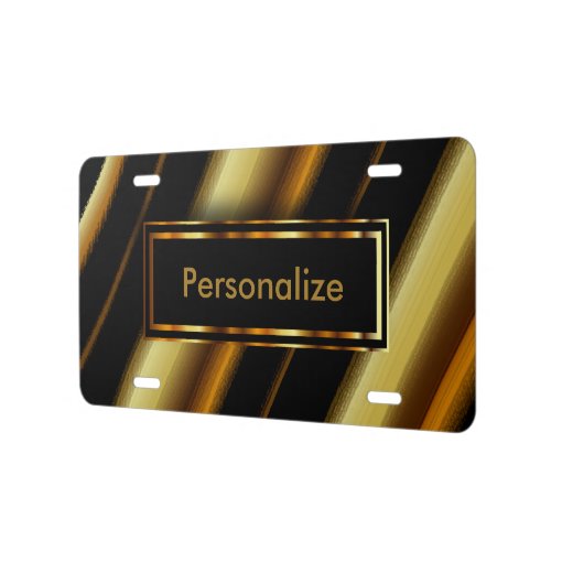 Rich Gold & Black Stripes | Personalize License Plate | Zazzle