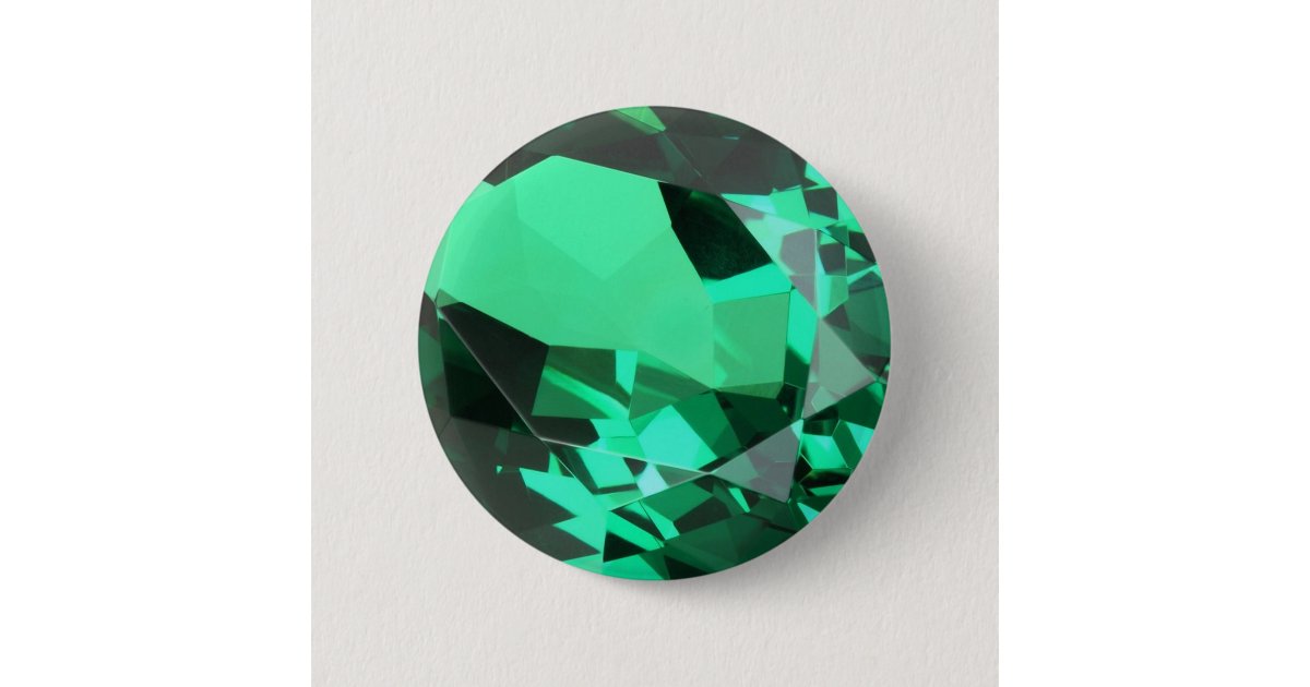 Rich green Emerald May birthstone Pinback Button | Zazzle