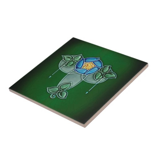 Rich Jewel Tone Art Nouveau Mackintosh Rose Repro Ceramic Tile | Zazzle