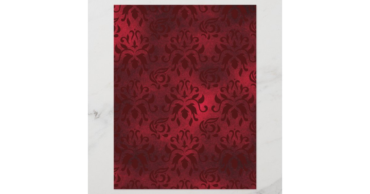 Rich Red Damask Scrapbook Paper | Zazzle