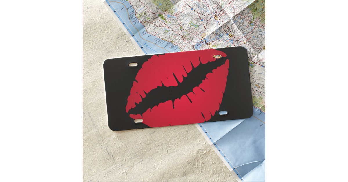 Rich Red Lipstick License Plate | Zazzle