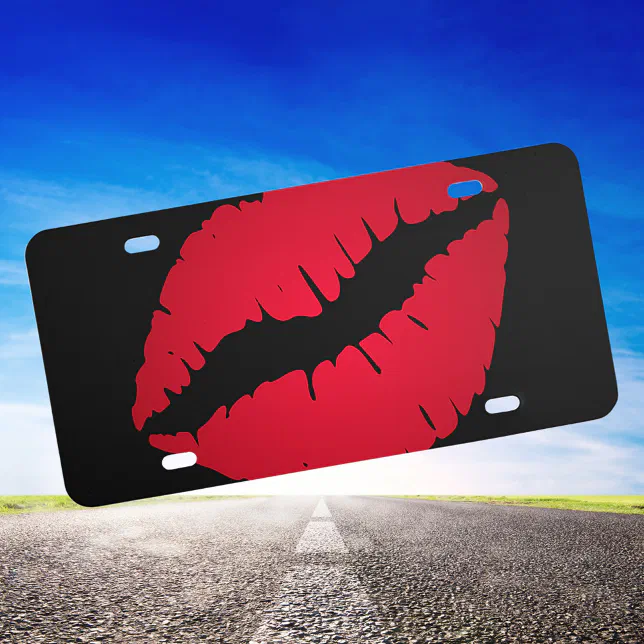 Rich Red Lipstick License Plate | Zazzle