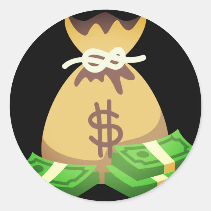 Rich Vibes | Bag of Money Emoji Classic Round Sticker | Zazzle