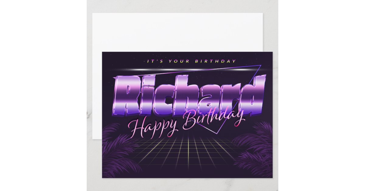 Richard Name First name lila retro birthday Card | Zazzle