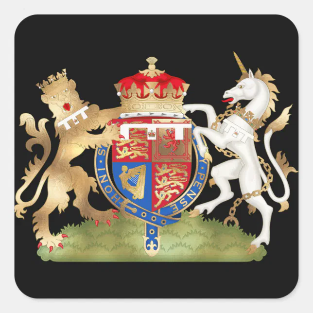 richard-the-lion-heart-coat-of-arm-faux-gold-square-sticker-zazzle