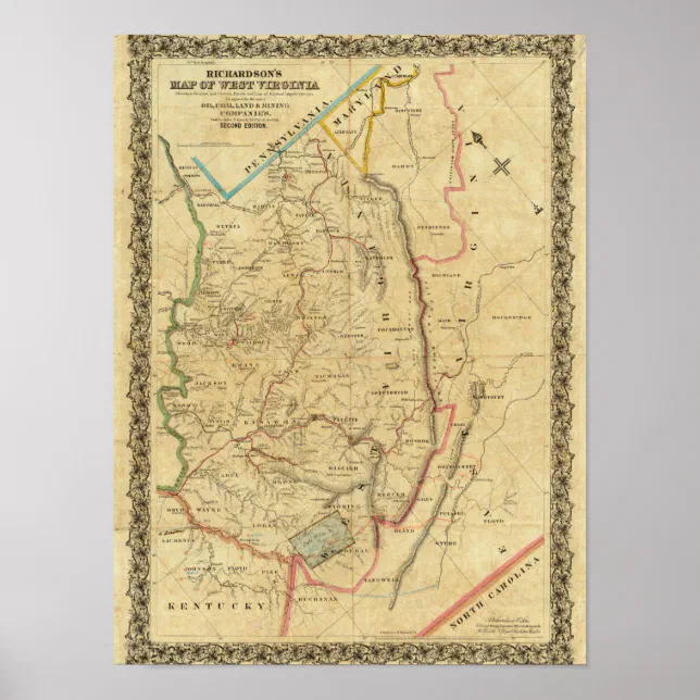 Richardson's Map of West Virginia Poster | Zazzle