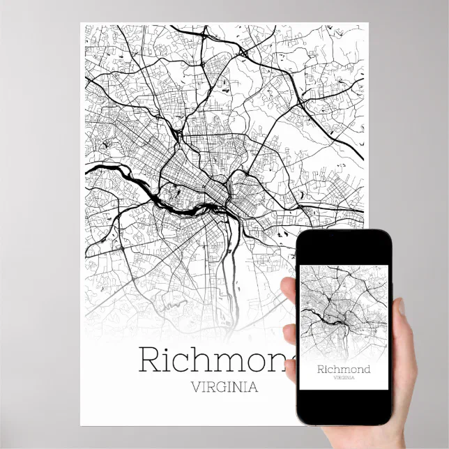 Richmond Map - Virginia - City Map Poster | Zazzle