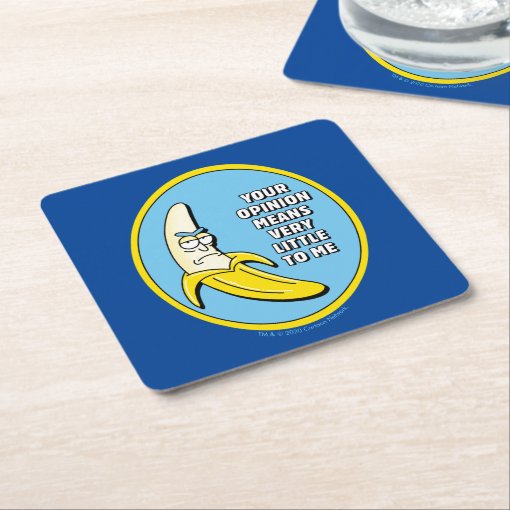 RICK AND MORTY™ | Banana Rick Badge Square Paper Coaster | Zazzle