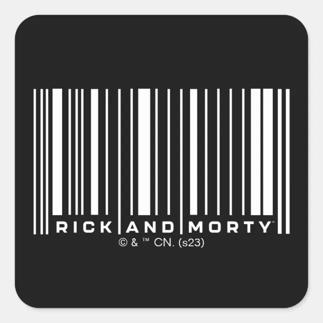 Rick and Morty Bar Code Graphic Square Sticker | Zazzle