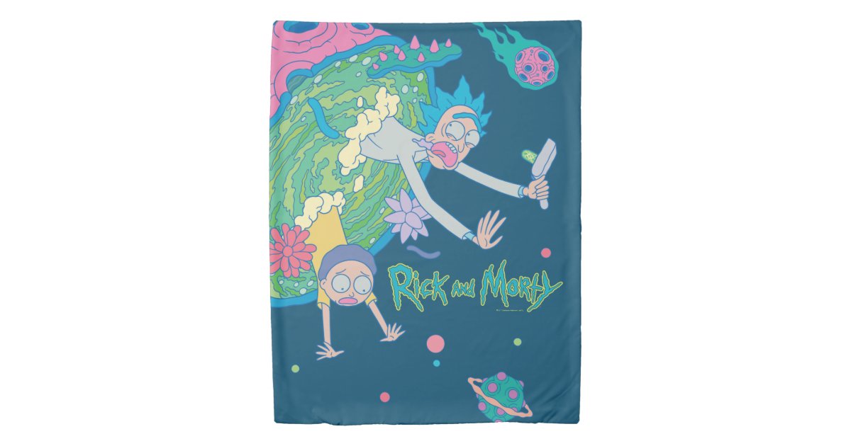 RICK AND MORTY™ | Falling From Infected Portal Duvet Cover | Zazzle
