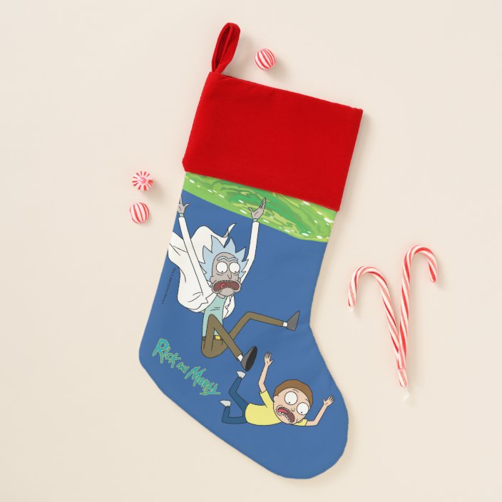 RICK AND MORTY™ | Falling Out Of Portal Christmas Stocking | Zazzle.com