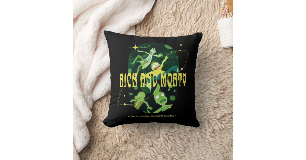 Rick and Morty Falling Quote Badge Throw Pillow | Zazzle