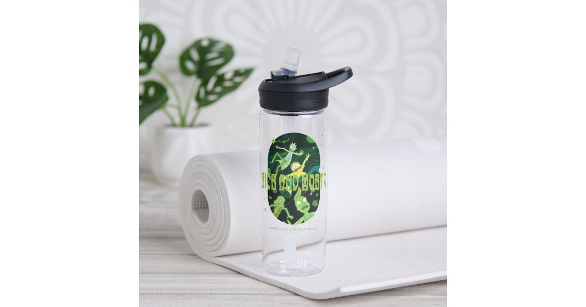Rick and Morty Falling Quote Badge Water Bottle | Zazzle