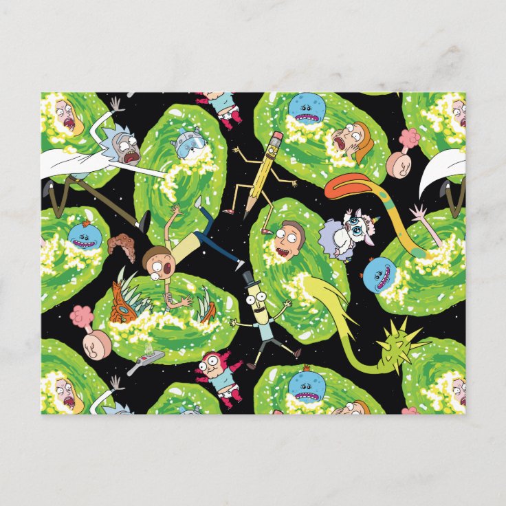 RICK AND MORTY™ | Falling Through Portals Pattern Invitation Postcard ...