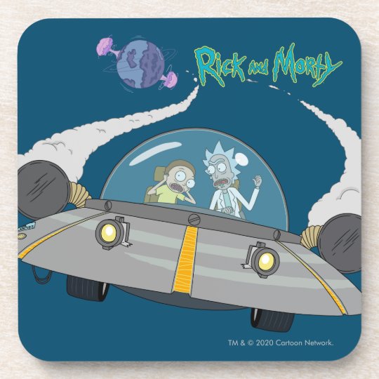 RICK AND MORTY™ | Flying Off In Space Ship Beverage Coaster | Zazzle.com