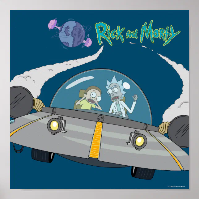 RICK AND MORTY™ | Flying Off In Space Ship Poster | Zazzle