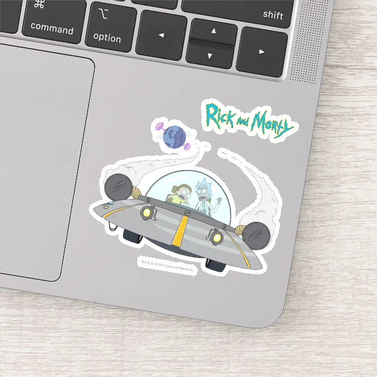 RICK AND MORTY™ | Flying Off In Space Ship Sticker | Zazzle