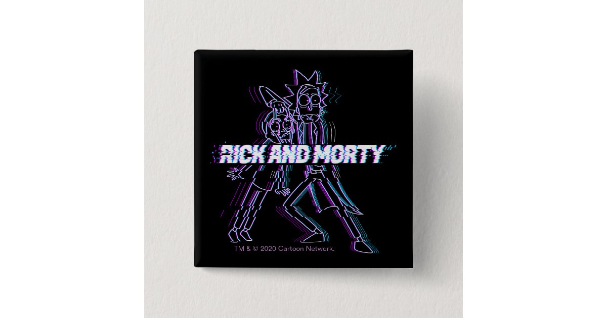 RICK AND MORTY™ | Glitched Rick And Morty Button | Zazzle