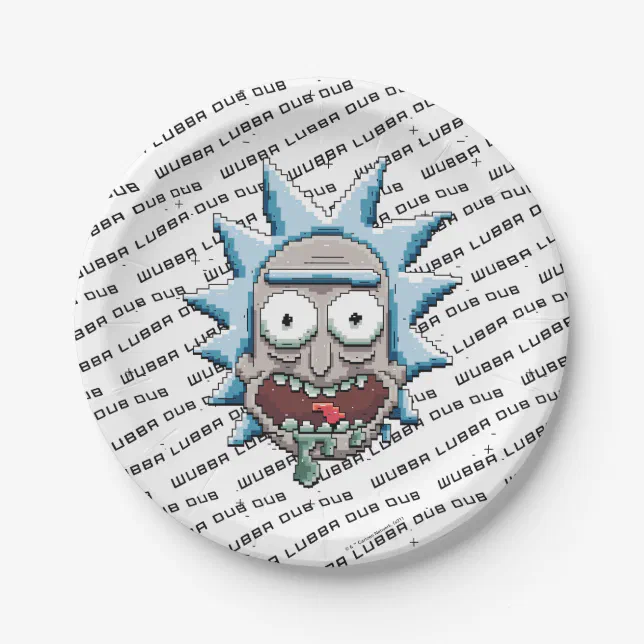 RICK AND MORTY™ | Pixelverse Rick Drooling Head Paper Plates | Zazzle