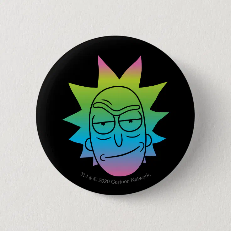 RICK AND MORTY™ | Rainbow Rick Head pattern Button | Zazzle