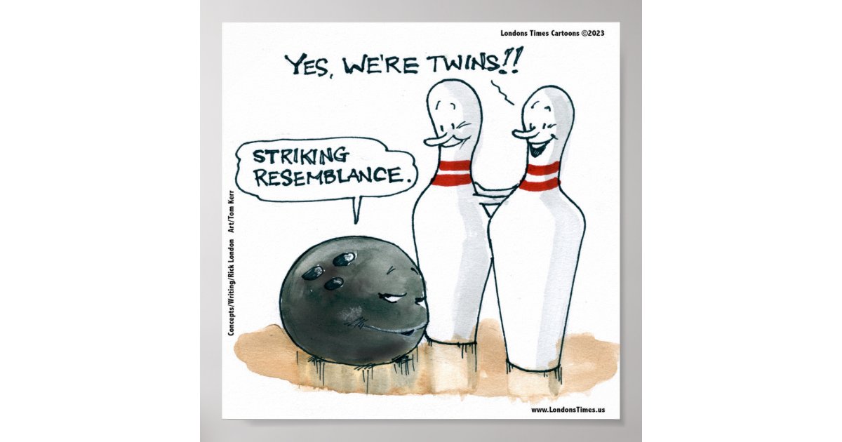 Rick London Cartoons Funny Bowling Comic Poster | Zazzle