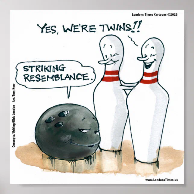 Rick London Cartoons Funny Bowling Comic Poster | Zazzle