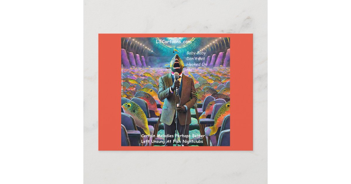 Rick London Fish Nightclub Singer Comic Postcard | Zazzle