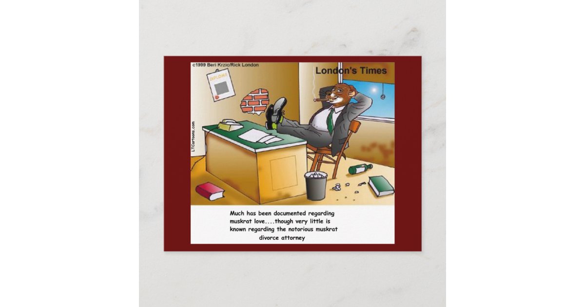Rick London Muskrat Divorce Attorney Comic Postcard | Zazzle