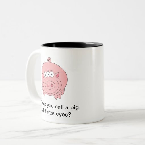 Riddle Mug: Pig with Three Eyes Two-Tone Coffee Mug | Zazzle