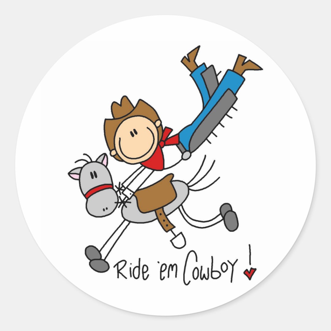 Ride 'Em Cowboy Stick Figure Sticker | Zazzle